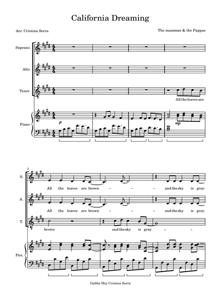 California Dreaming | PDF | Singing | Vocal Music
