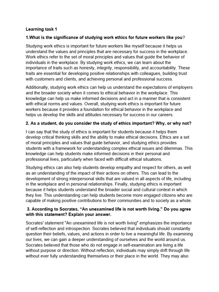 Learning Task 1 | PDF | Morality | Integrity
