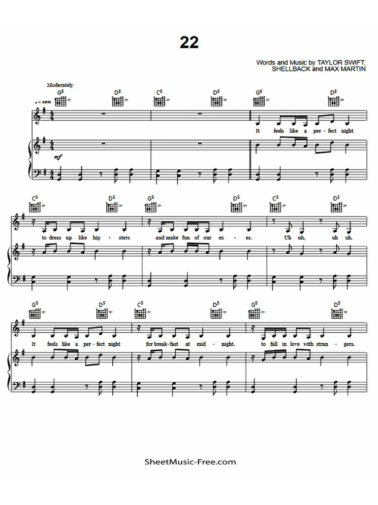 22 Sheet Music Taylor Swift SheetMusic Free.com | PDF