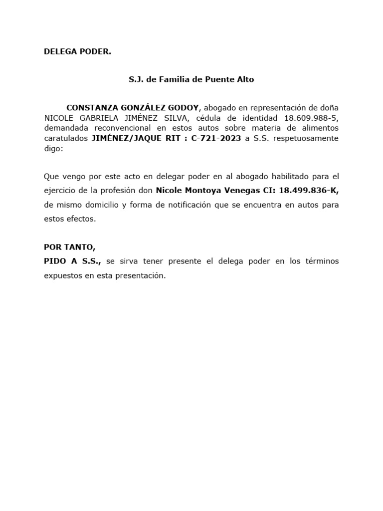 Delega Poder Nicole Jimenez | PDF