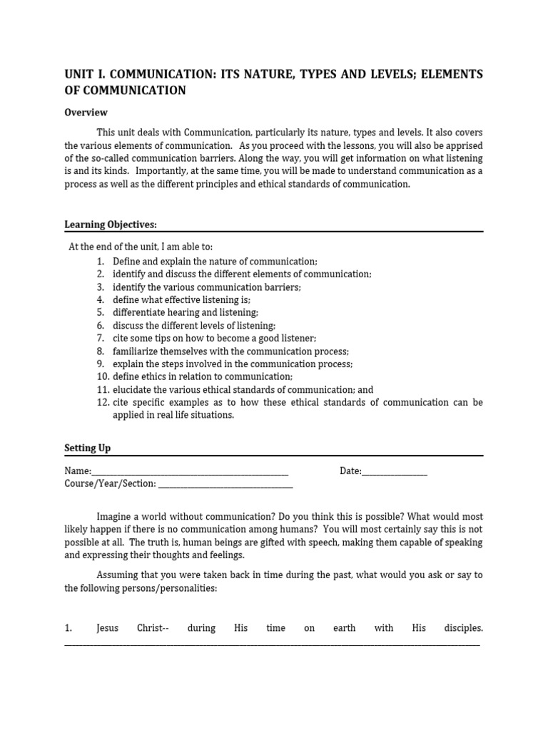 Module Purposive CHAPTER 1 | PDF | Communication | Nonverbal Communication