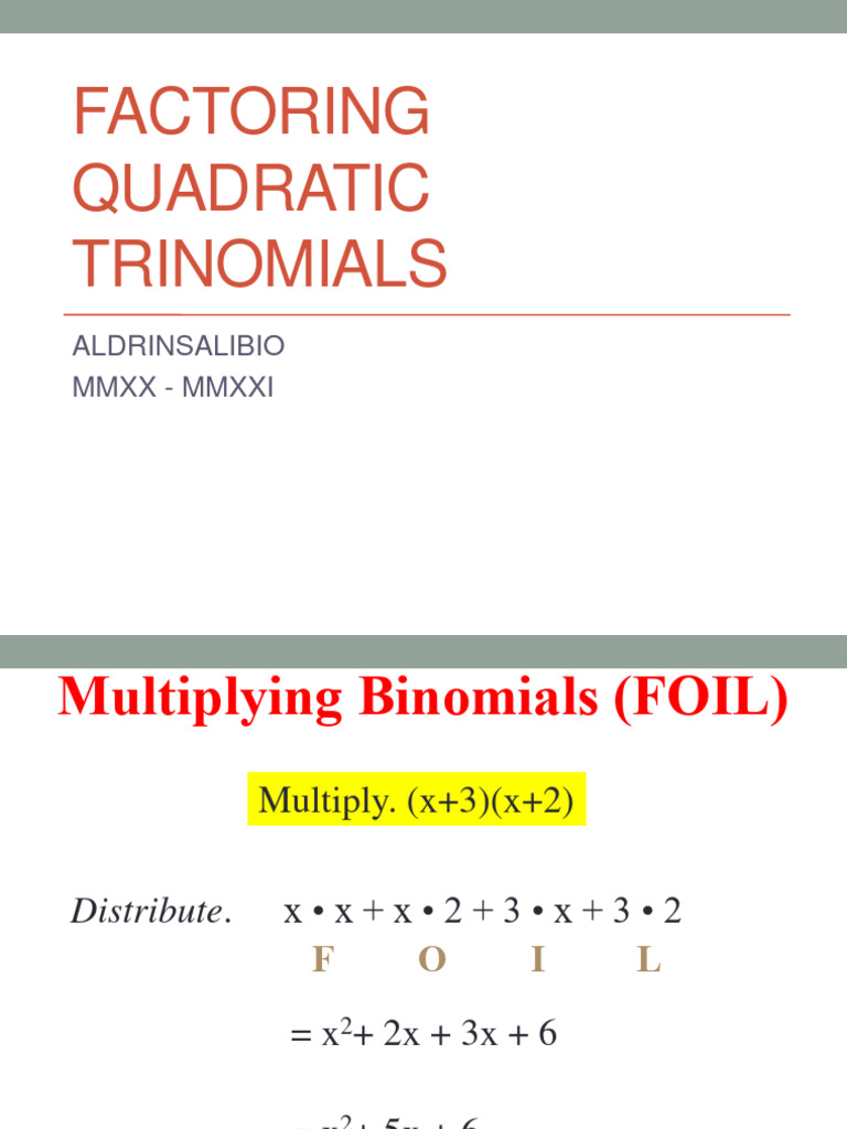 Factoring Quadratic Trinomials | PDF | Factorization | Quadratic Equation