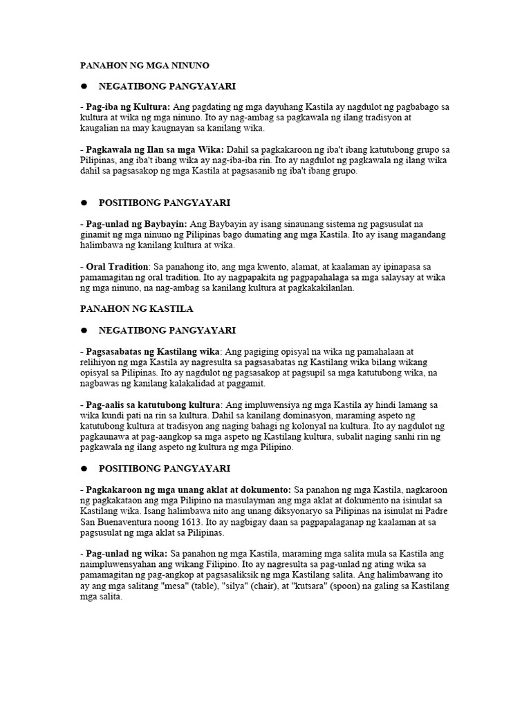 Panahon NG Mga Ninuno | PDF