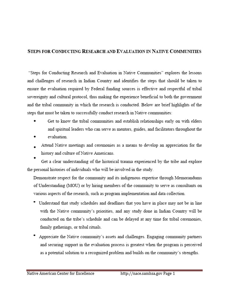 Steps Conducting Research Evaluation Native Communities | PDF | Evaluation | Institutional ...