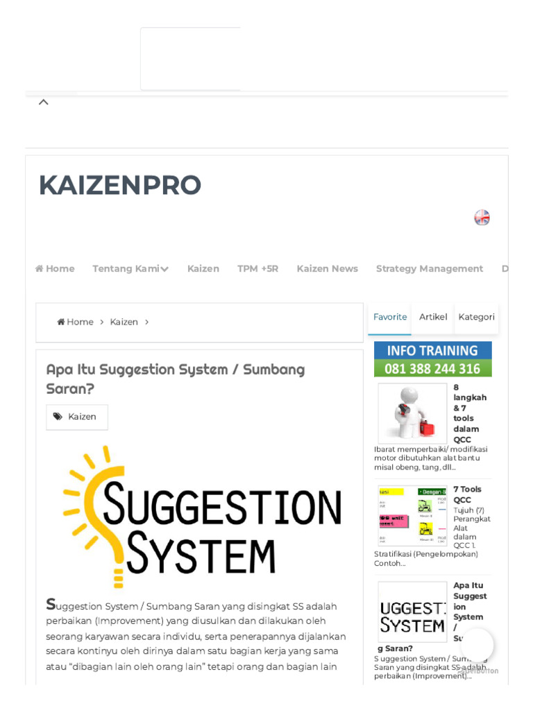 Apa Itu Suggestion System _ Sumbang Saran_ - kaizenpro | PDF