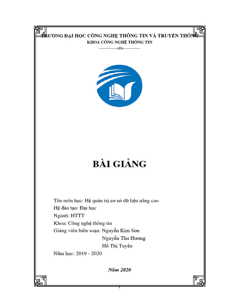 Bai Giang - HQTCSDL-nâng-cao | PDF