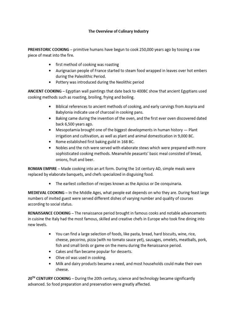 The Overview of Culinary Industry | PDF | Chef | Cooking