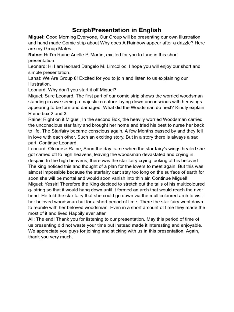 Script - Presentation in English | PDF