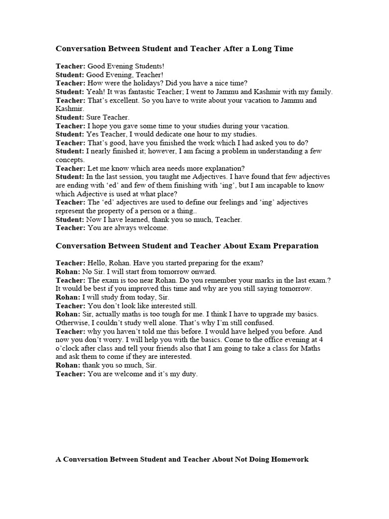 Conversation Between Student and Teacher After A Long Time | PDF ...