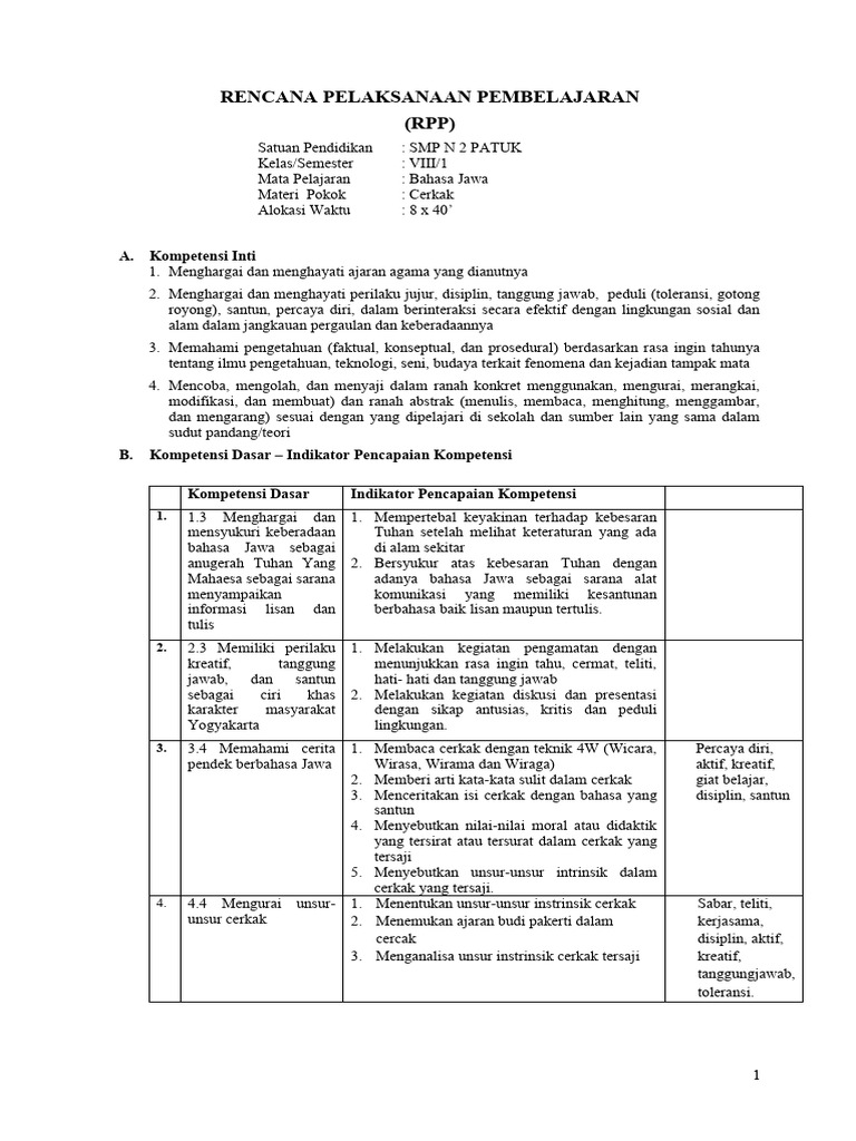 4 RPP BJ KD 3.4 Kls 8 2023 Cerkak | PDF