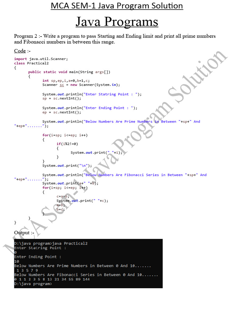 MCA Sem Java Program Solution | PDF | Systems Engineering | Programming ...