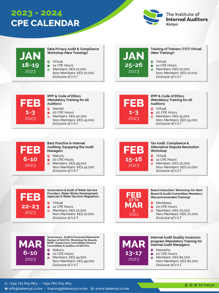 2023 2024 CPE Calendar July 18 2023 | PDF | Internal Audit | Audit