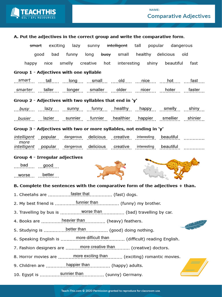 A2.2 - Comparative Adjectives Interactive Worksheet | PDF