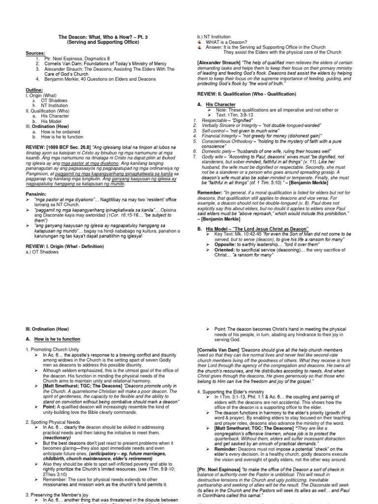The Deacon Pt. 3 | PDF | Elder (Christianity) | Deacon