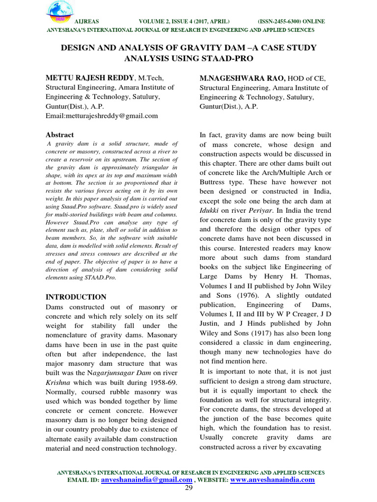 Gravity Dam Design and Analysis Using STAAD.Pro | PDF | Dam | Bending