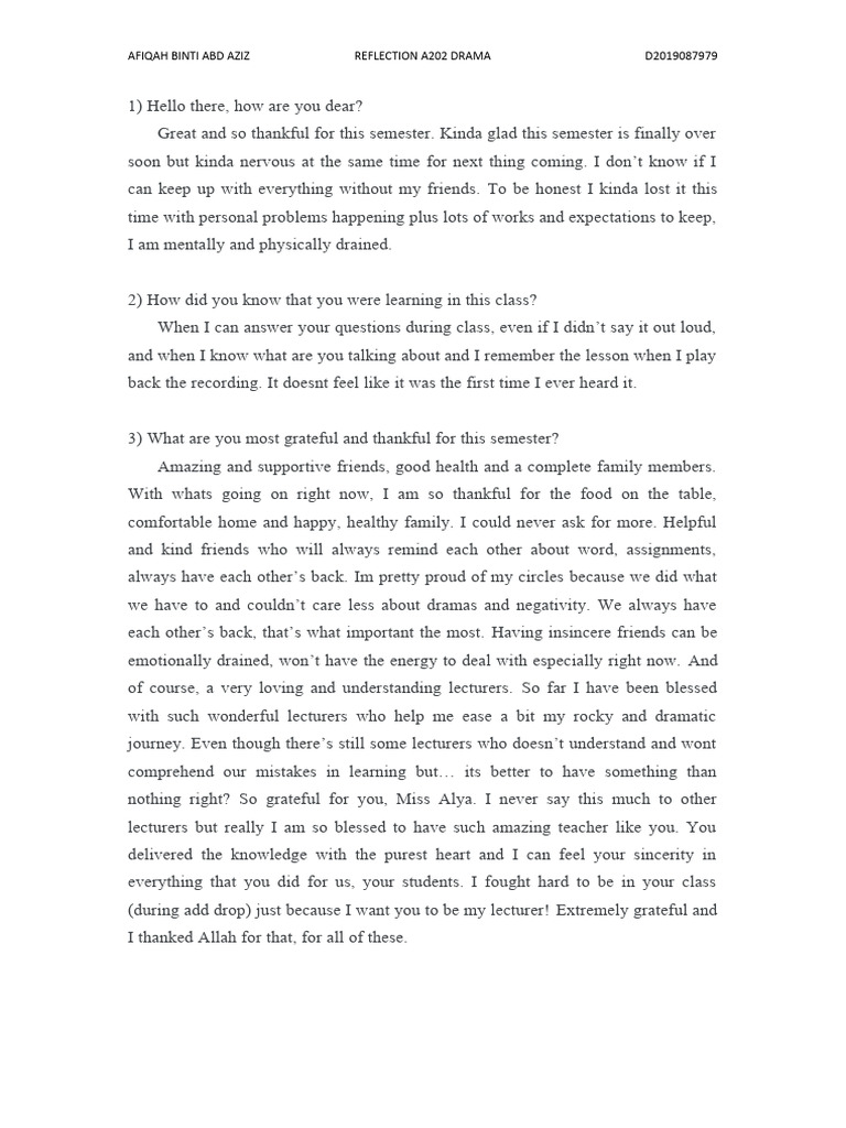 Drama Reflection | PDF