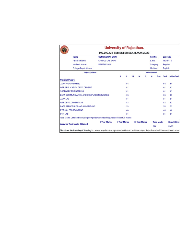 University of Rajasthan - Result Website | PDF | Systems Engineering | Software Development