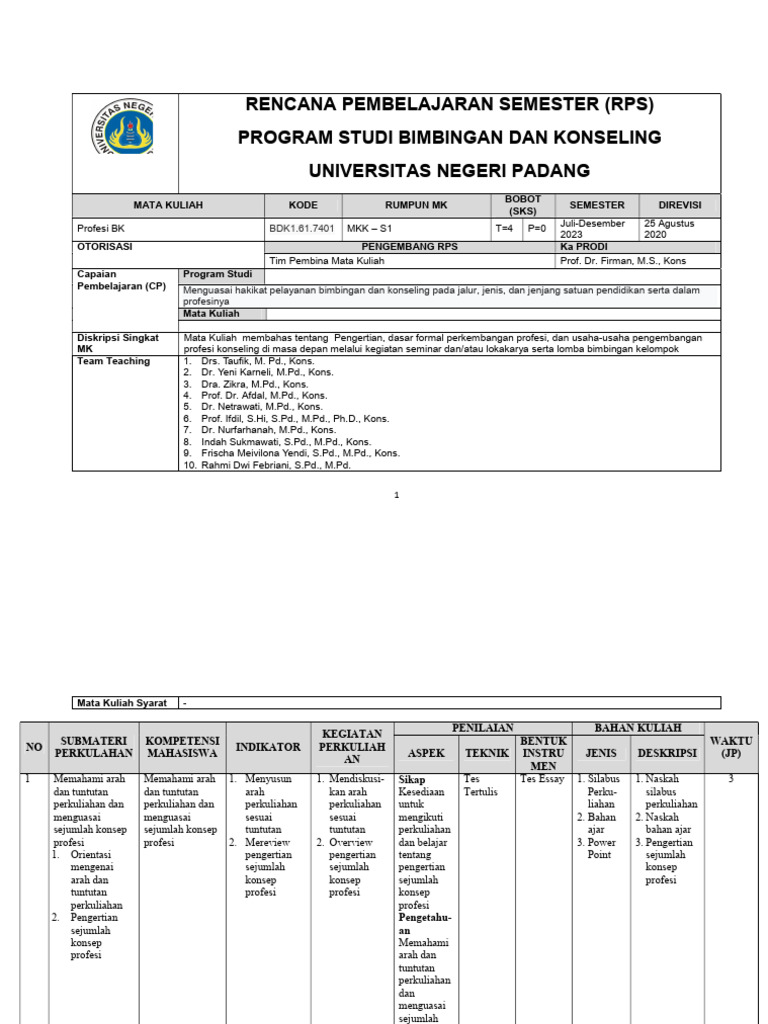 RPS Profesi BK 2023 | PDF