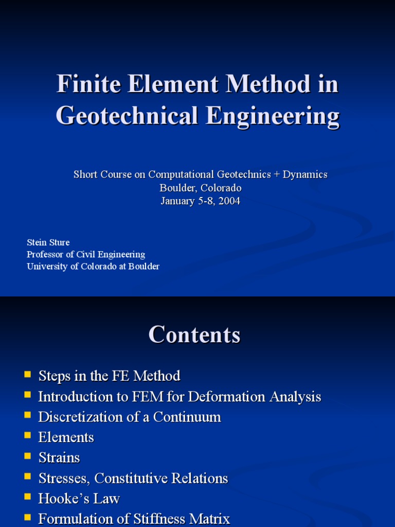 Geotechnical FEM Course Overview | PDF | Finite Element Method | Stress (Mechanics)