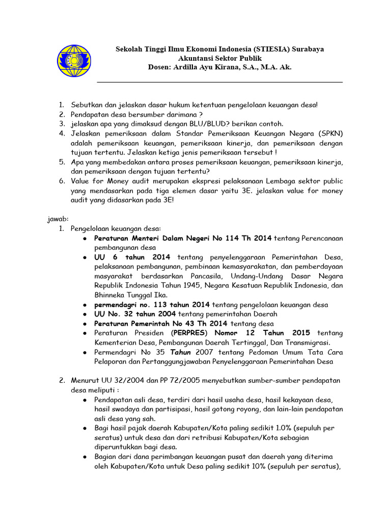 Pengelolaan Keuangan Desa dan Audit 3E | PDF