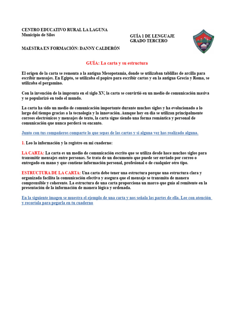 Guia 3° La Carta | PDF | Medios de comunicación) | Comunicación