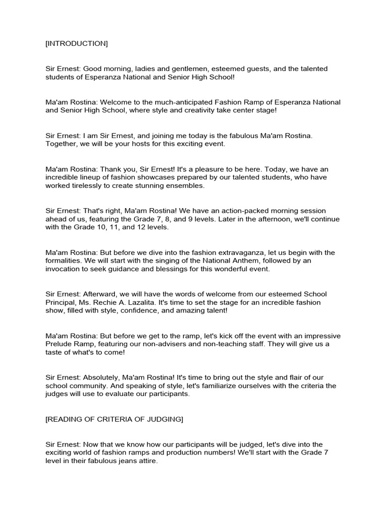 Script Fashion Ramp | PDF | Cognition | Human Communication