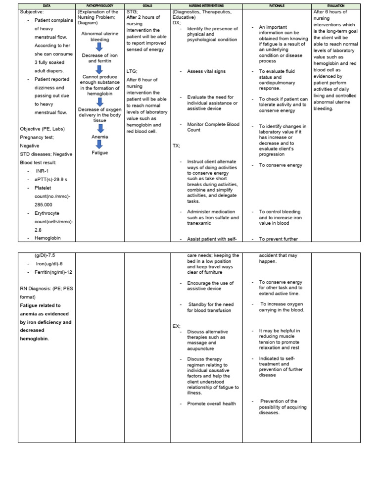 NCP Updated Aug312022 | PDF | Anemia | Blood