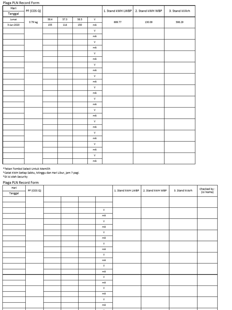 PLN Record Form Plaga | PDF
