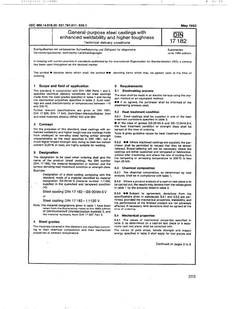 DIN 17182 - Aços de Uso Geral | PDF