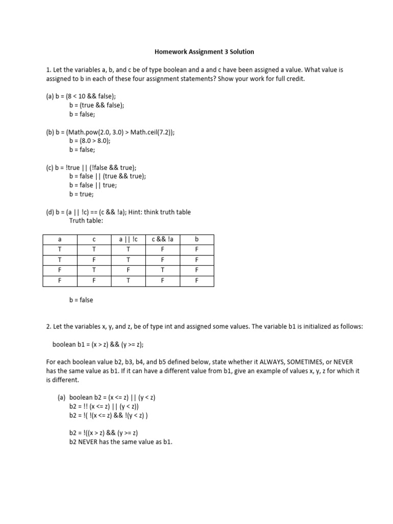 HW 3 Sol | PDF | Boolean Data Type | Computer Programming