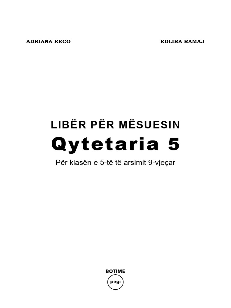Liber Mesuesi-Qytetaria 5 | PDF