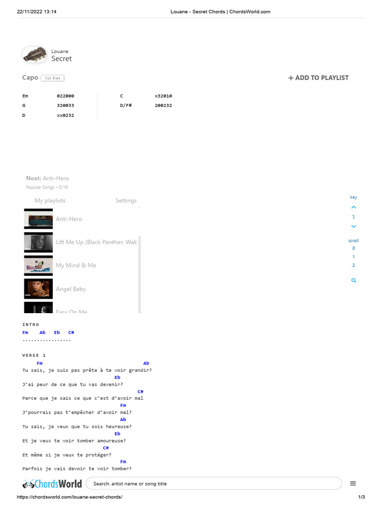 Accords de "Secret" de Louane | PDF