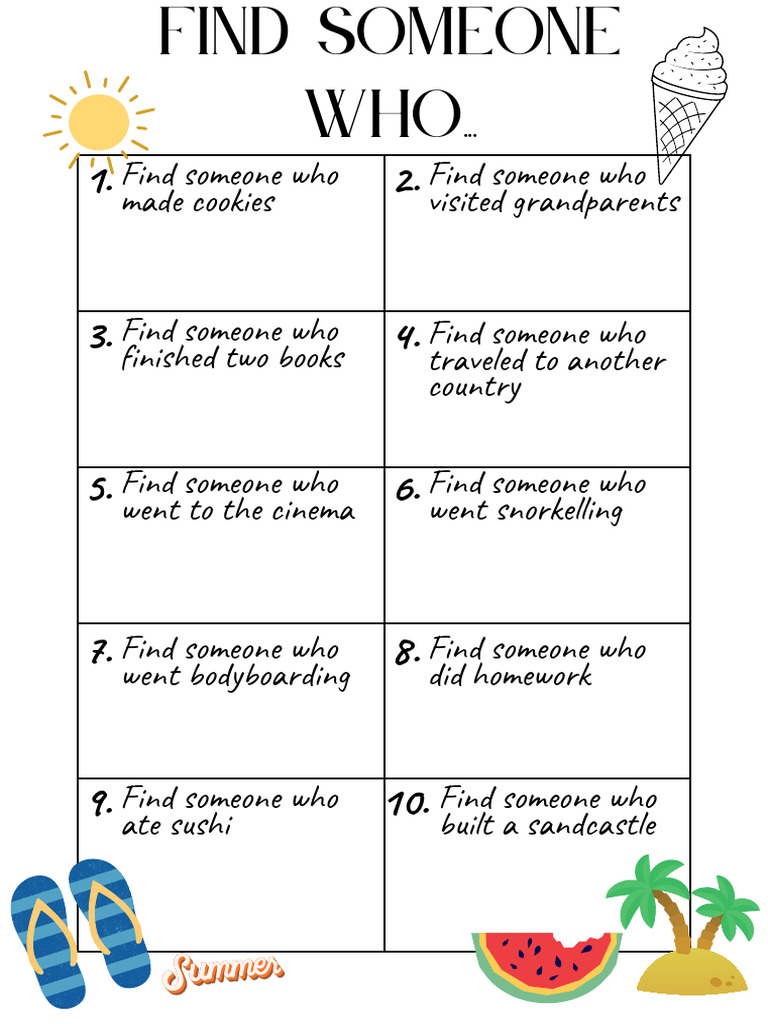 Fun Activities to Find Someone Who | PDF | Philosophy | Religion ...