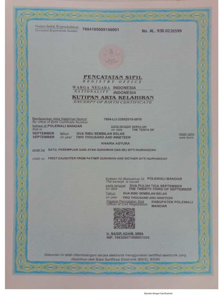 Akte Lahir Anak | PDF