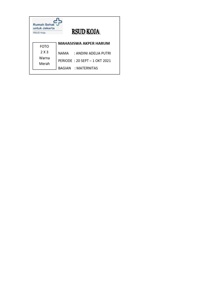 Contoh Nametag Mahasiswa | PDF