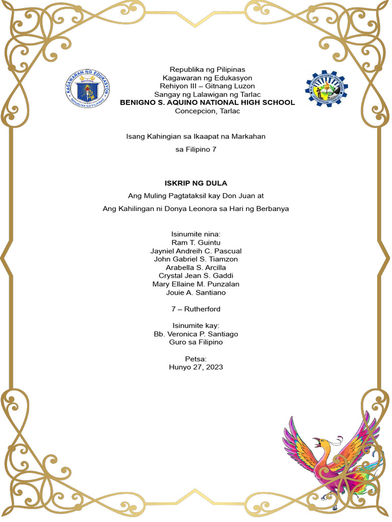 Fil7 Q4 Gawaing Pagganap 3 Iskrip at Pagtatanghal NG Dula 3 | PDF