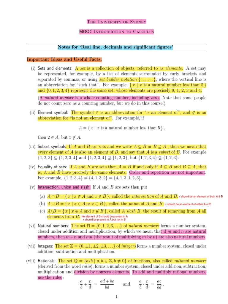 Notes Real Line Decimals Significant Figures | PDF | Numbers ...