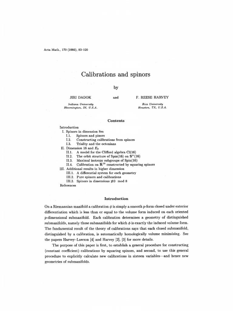Calibrated Spinor | PDF | Vector Space | Functions And Mappings