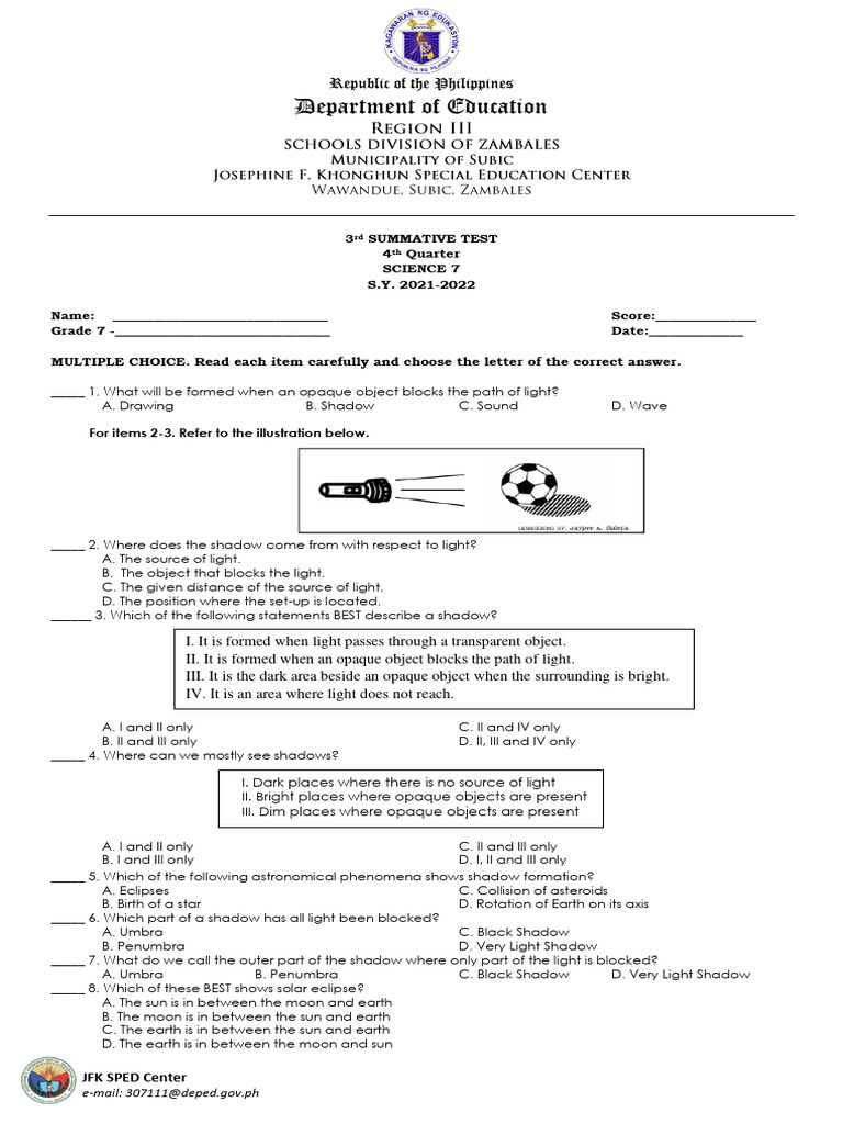 Science-7 - Q4 S3 | PDF | Solar Eclipse | Shadow