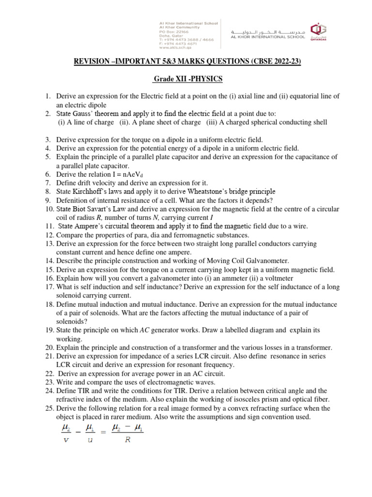 Important 5&3 Physics Questions | PDF | Photoelectric Effect | Diffraction