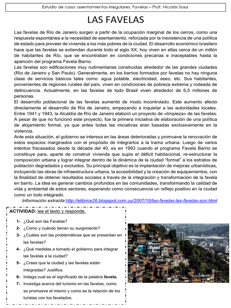 Estudio de Caso, FAVELAS | PDF | Chabolas | Economias