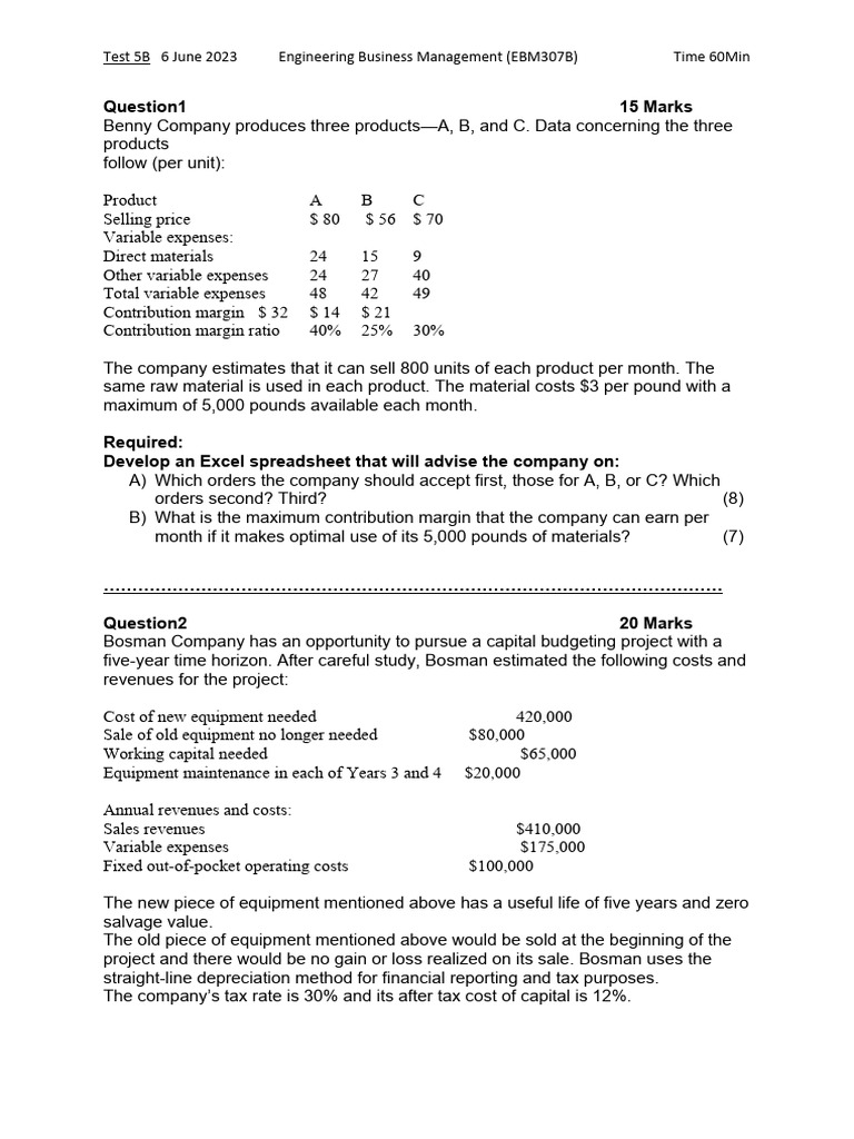 Test 5 B | Download Free PDF | Depreciation | Government Finances