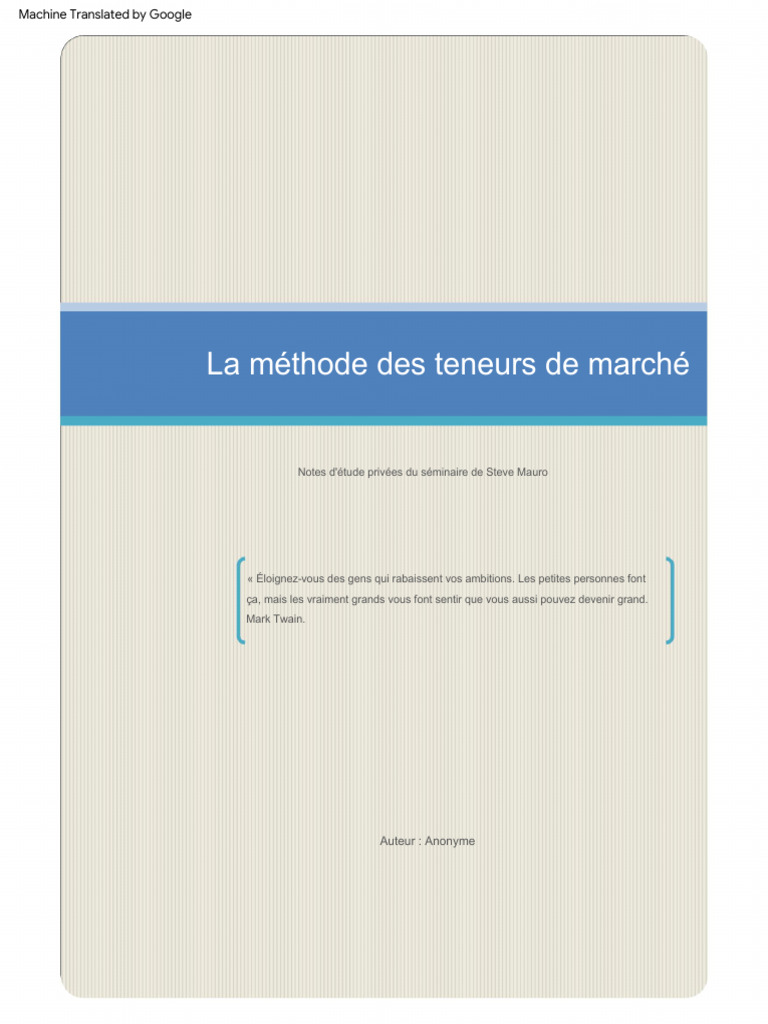 BTMM - Steve - Mauro Francais | PDF | Marché (Économie) | Opérateur de ...