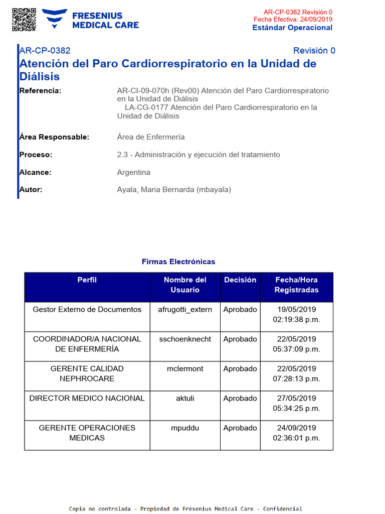 AR-CP-0382 Atención Del Paro Cardiorrespiratorio en La Unidad de ...