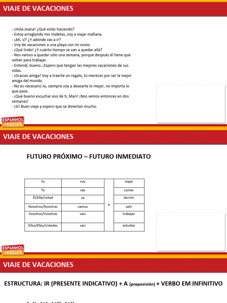 MODULO 3 Aula 12 Viaje de Vacaciones | PDF | Objeto (gramática) | Verbo