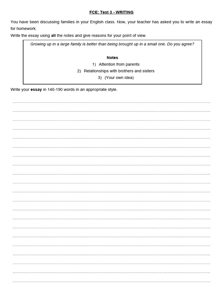 FCE Test 3 (Writing) | PDF