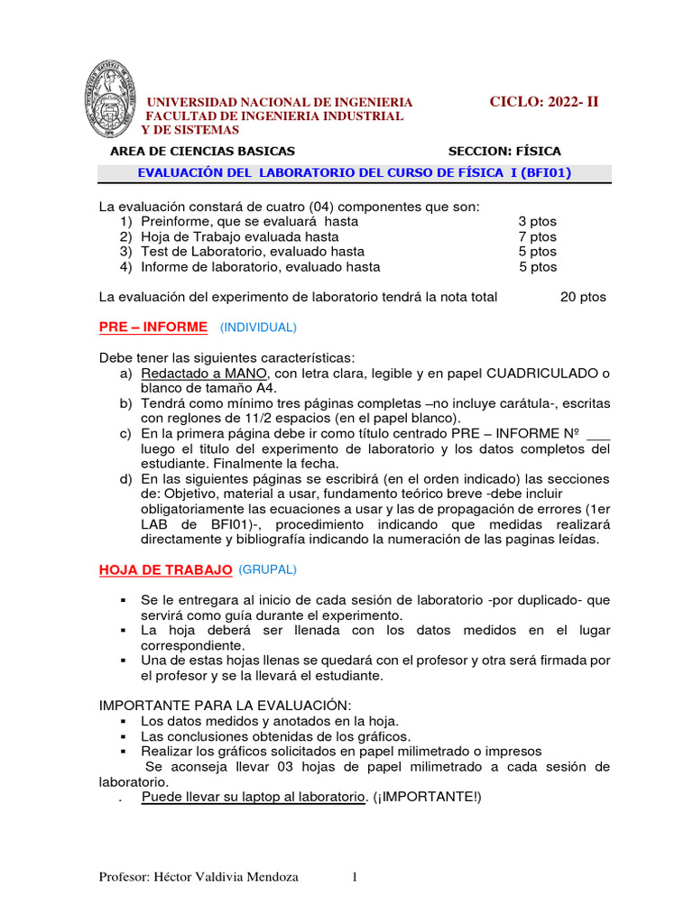 Instrucciones PRE Informes 23 2 | PDF | Laboratorios | Informática