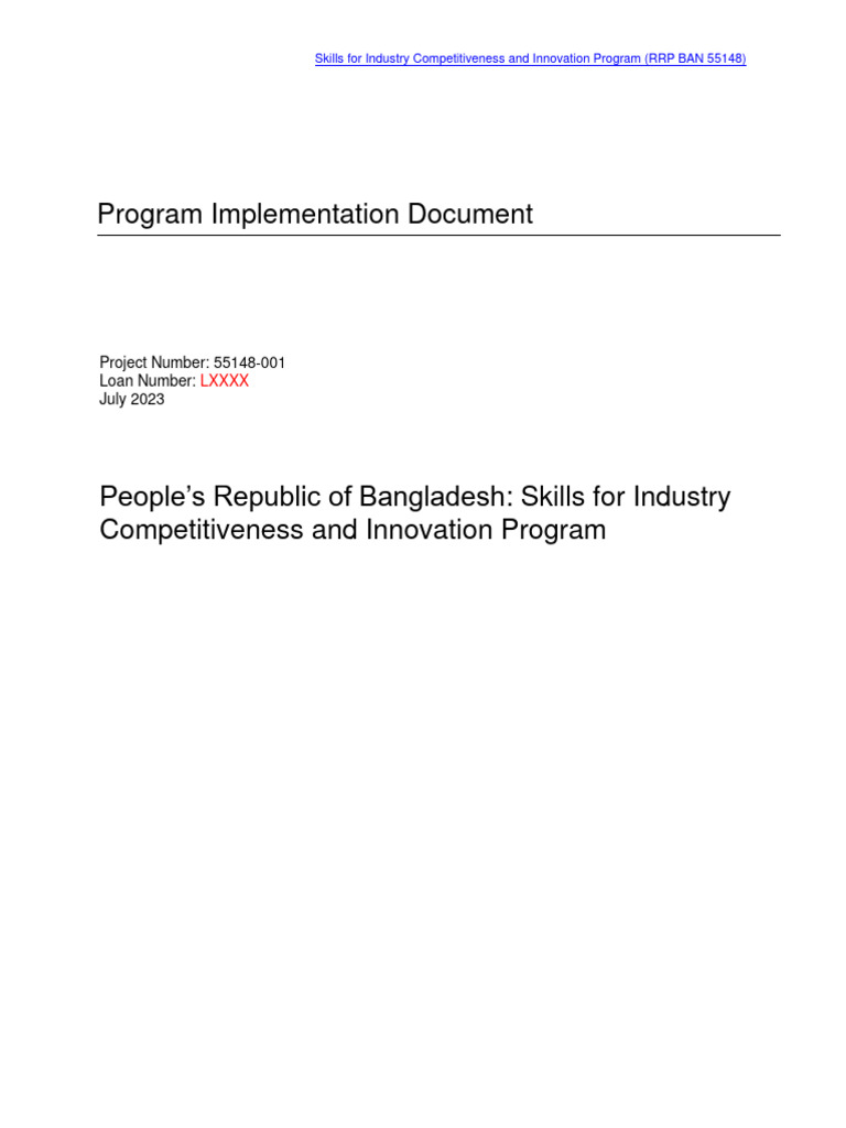Program Implementation Document | PDF | Asian Development Bank | Innovation