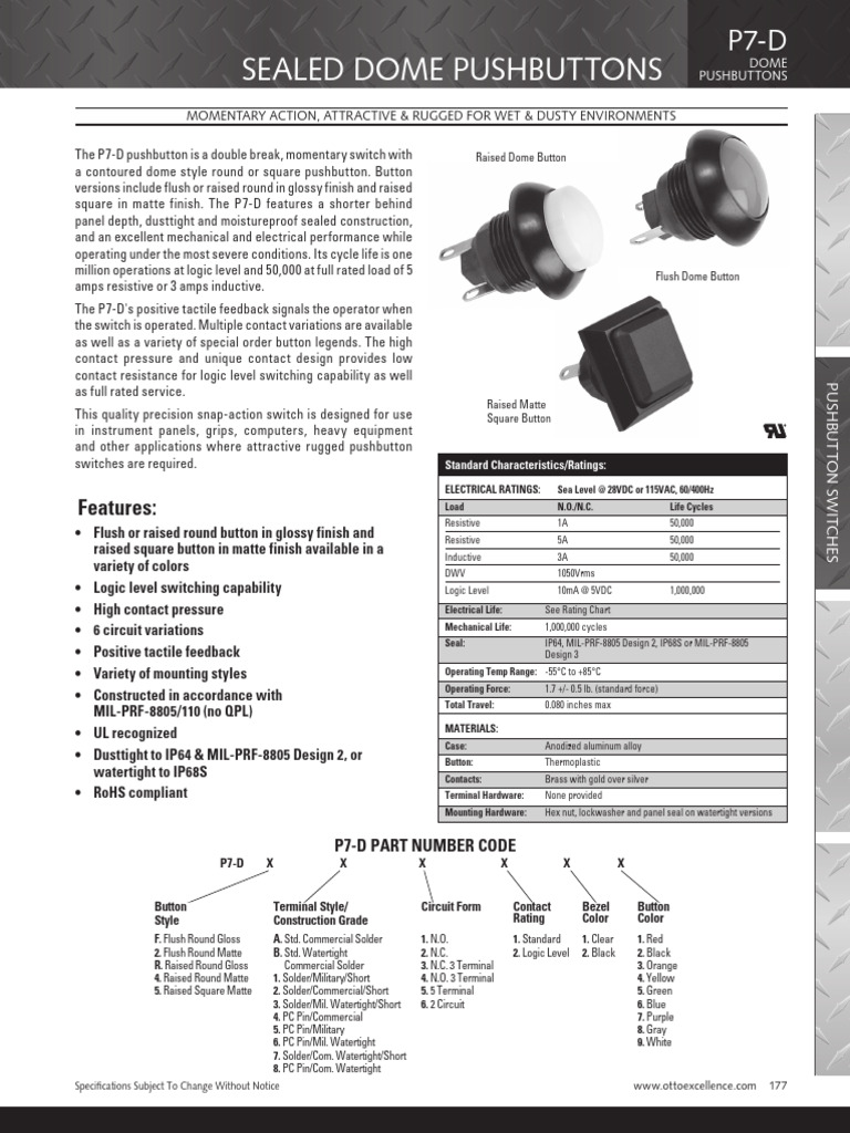 p7-d-dome-pushbuttons-catalog-page.ashx | PDF | Switch | Electrical ...