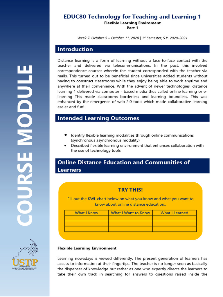 Flexible Learning Part 1 | PDF | Social Networking Service | Moodle